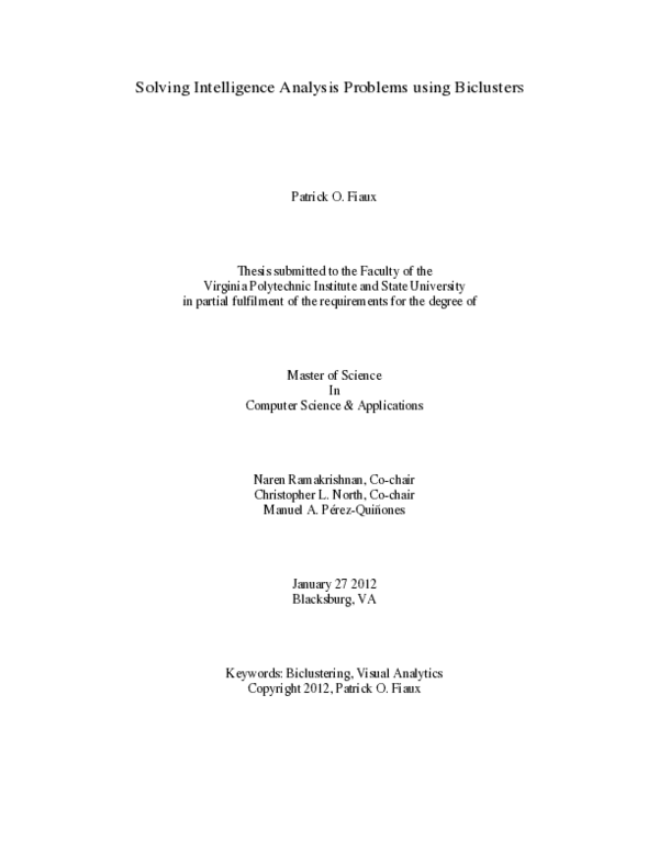 Pdf Solving Intelligence Analysis Problems Using Biclusters 5256
