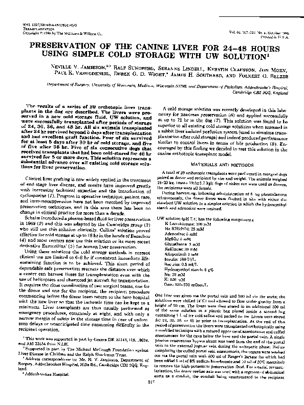 (PDF) Preservation of the Canine Liver for 24–48 Hours Using Simple ...
