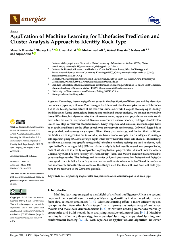 Pdf Application Of Machine Learning For Lithofacies Prediction And Cluster Analysis Approach
