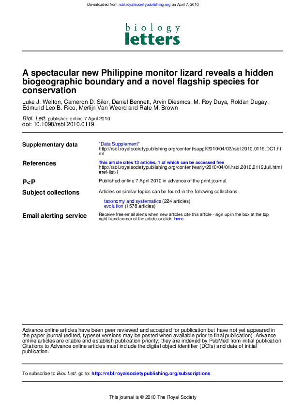 (PDF) New Philippine Monitor Lizard: A Conservation Flagship Species