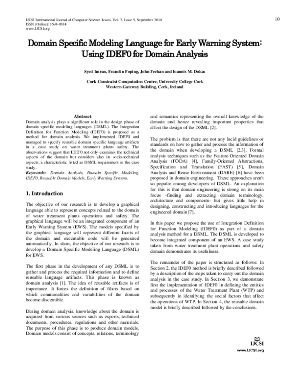 Pdf Domain Specific Modeling Language For Early Warning System Using Idef0 For Domain Analysis