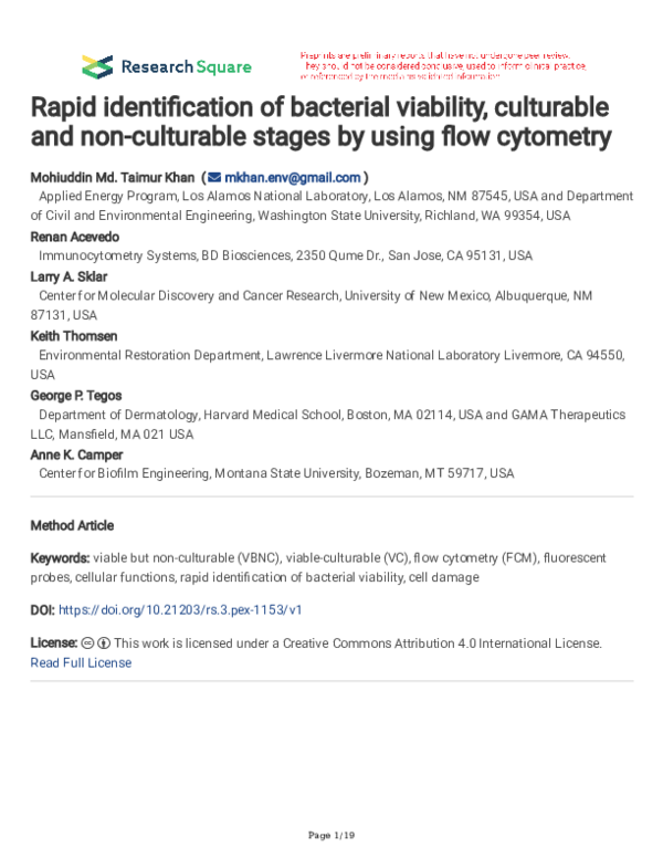 (PDF) Rapid identification of bacterial viability, culturable and non ...