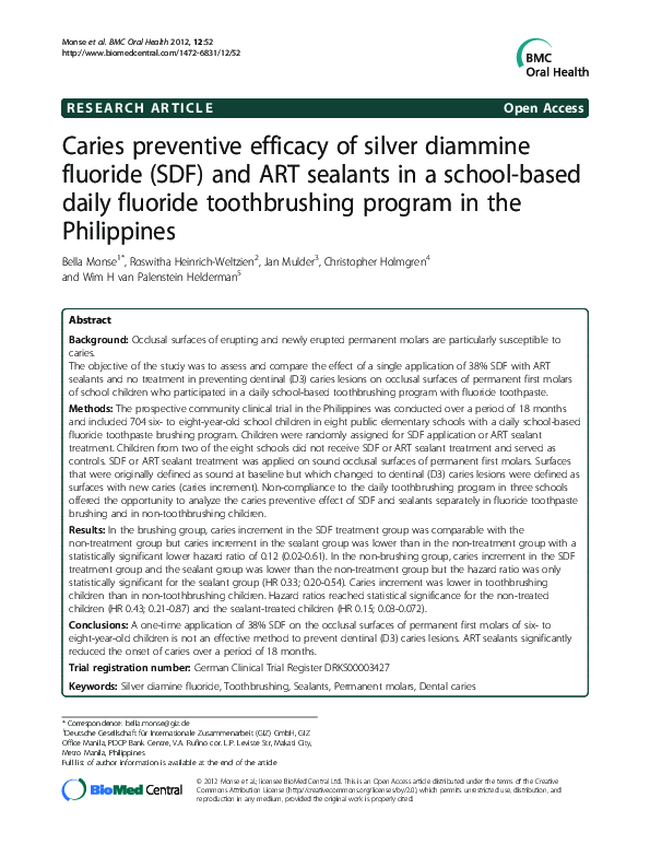 (PDF) Caries preventive efficacy of silver diammine fluoride (SDF) and ...