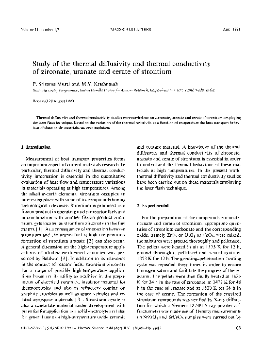 (PDF) Study of the thermal diffusivity and thermal conductivity of ...