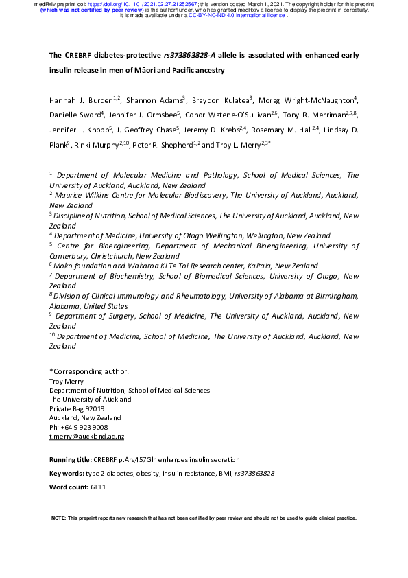 (PDF) The CREBRF diabetes-protective rs373863828-A allele is associated ...