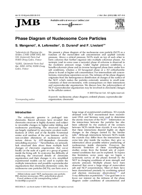 (PDF) Phase Diagram of Nucleosome Core Particles