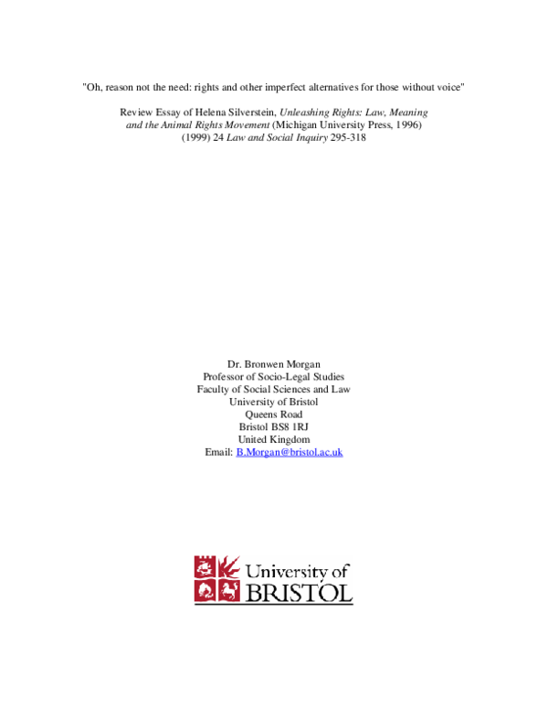 (PDF) Oh, Reason Not the Need: Rights and Other Imperfect Alternatives ...