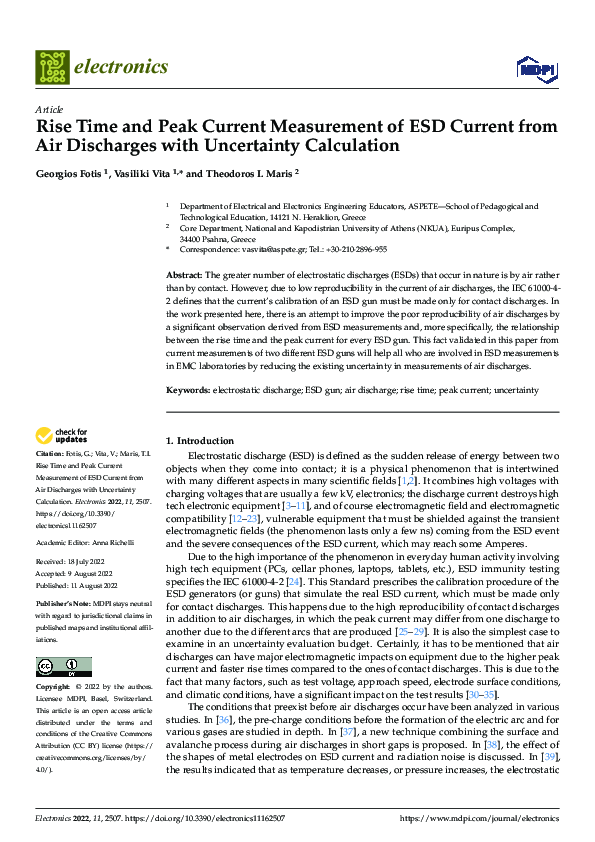 (PDF) Rise Time and Peak Current Measurement of ESD Current from Air ...