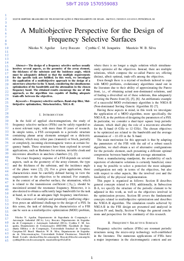 Pdf A Multiobjective Perspective For The Design Of Frequency