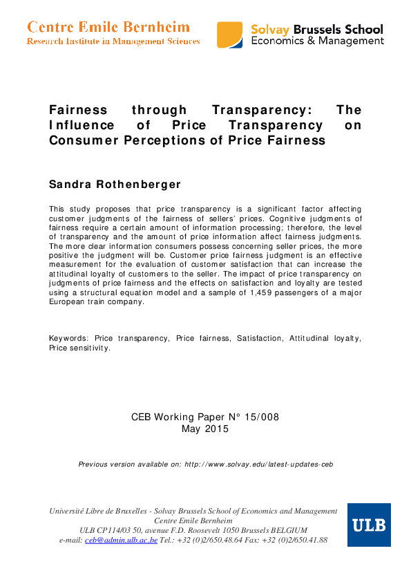 (PDF) Fairness through Transparency: The Influence of Price ...
