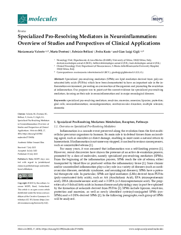 (PDF) Specialized Pro-Resolving Mediators in Neuroinflammation ...