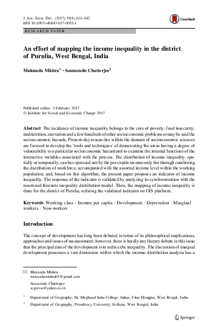 (PDF) An effort of mapping the income inequality in the district of ...