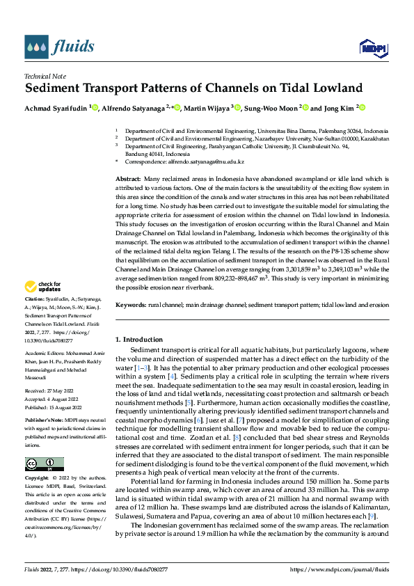 (PDF) Sediment Transport Patterns of Channels on Tidal Lowland