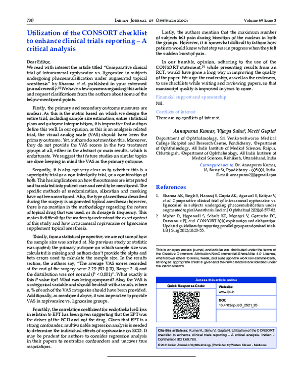 (PDF) Utilization of the CONSORT checklist to enhance clinical trials ...