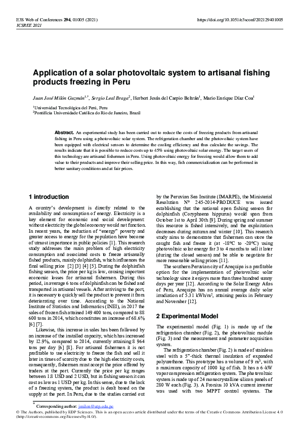 (PDF) Application of a solar photovoltaic system to artisanal fishing ...