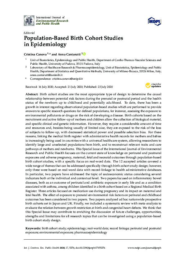 (PDF) Causal Relationships in Population-Based Birth Cohort Studies