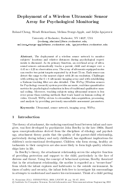 (PDF) Deployment of a Wireless Ultrasonic Sensor Array for ...