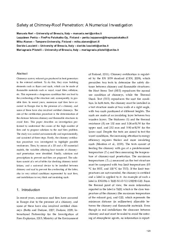(PDF) Safety at chimney-roof penetration : A numerical investigation