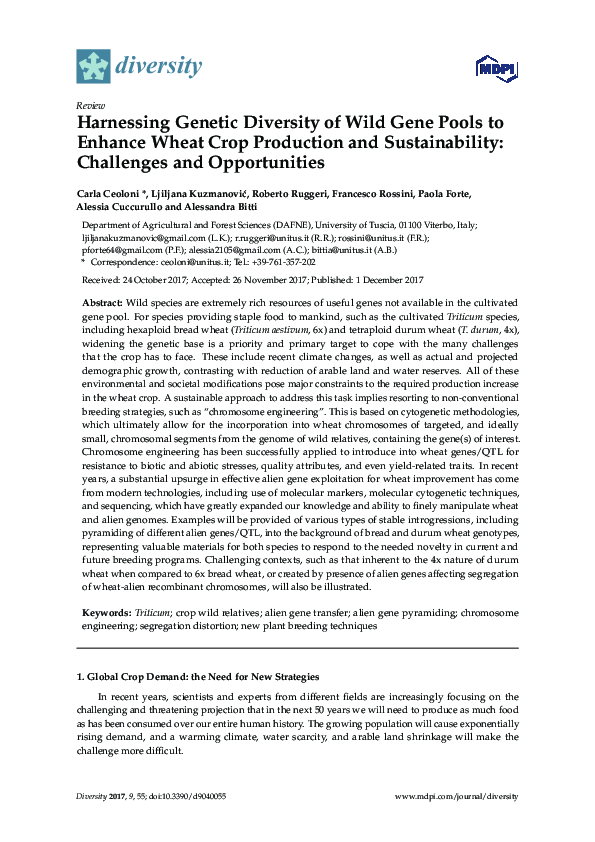 (PDF) Harnessing Genetic Diversity of Wild Gene Pools to Enhance Wheat ...