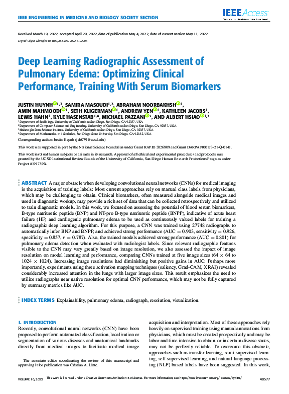 (PDF) Deep Learning Radiographic Assessment of Pulmonary Edema: Optimizing Clinical Performance ...