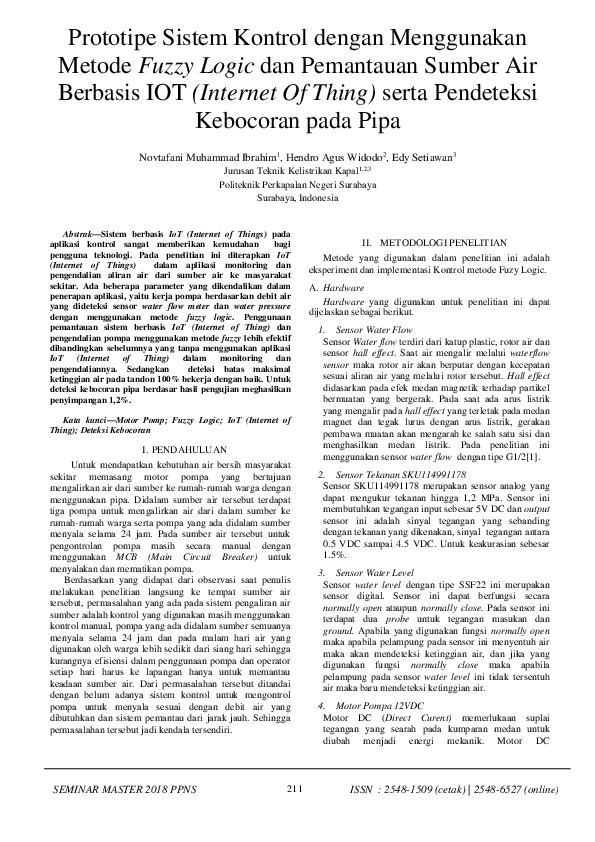 (PDF) Prototipe Sistem Kontrol dengan Menggunakan Metode Fuzzy Logic dan Pemantauan Sumber Air ...