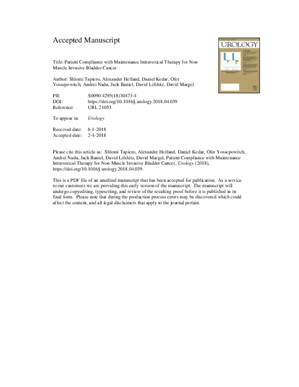 (PDF) Patient Compliance With Maintenance Intravesical Therapy for ...