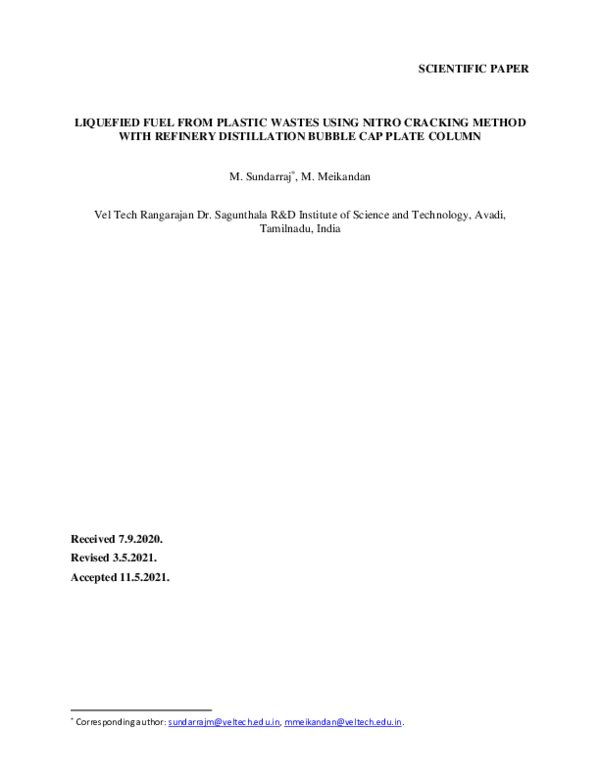 (PDF) Liquefied fuel from plastic wastes using nitro cracking method ...