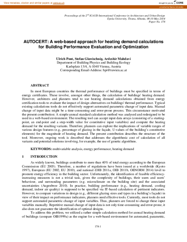 (PDF) AUTOCERT: A web-based approach for heating demand calculations for Building Performance ...