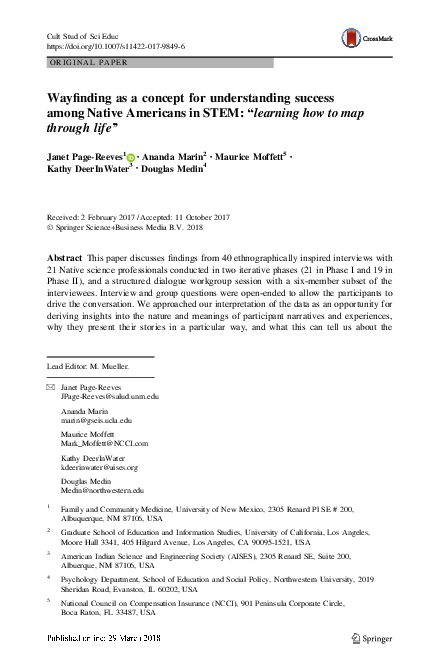 (PDF) Wayfinding as a concept for understanding success among Native Americans in STEM ...
