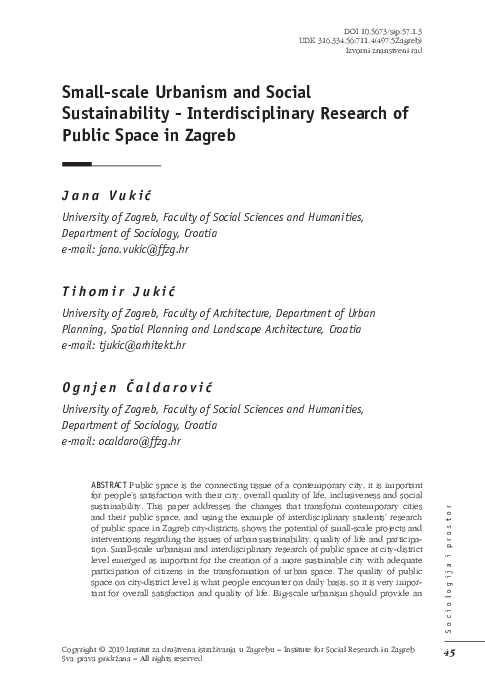 (PDF) Small-scale Urbanism and Social Sustainability ...