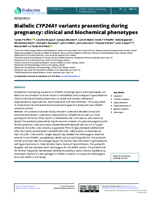 (PDF) Biallelic CYP24A1 variants presenting during pregnancy: clinical ...