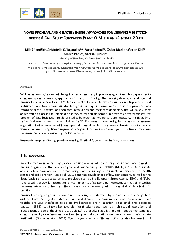 (PDF) Novel Proximal and Remote Sensing Approaches for Deriving Vegetation Indices: A Case Study ...