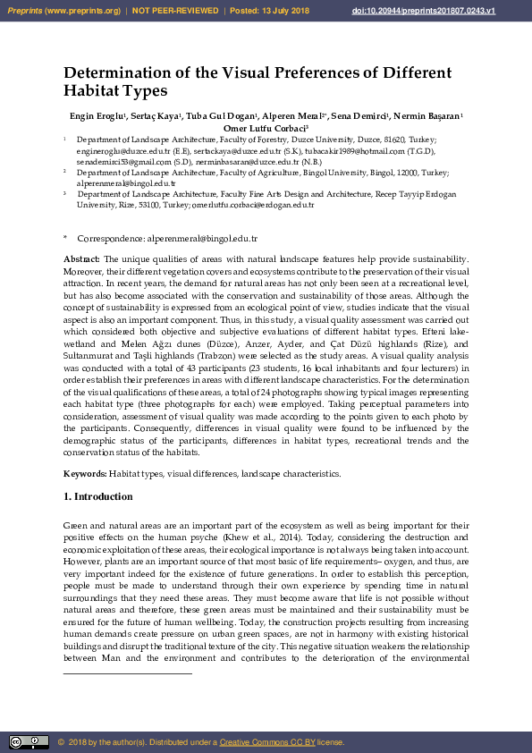 (PDF) Determination of the Visual Preferences of Different Habitat Types