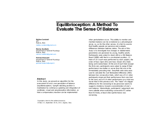 (PDF) Equilibrioception: A Method to Evaluate the Sense of Balance
