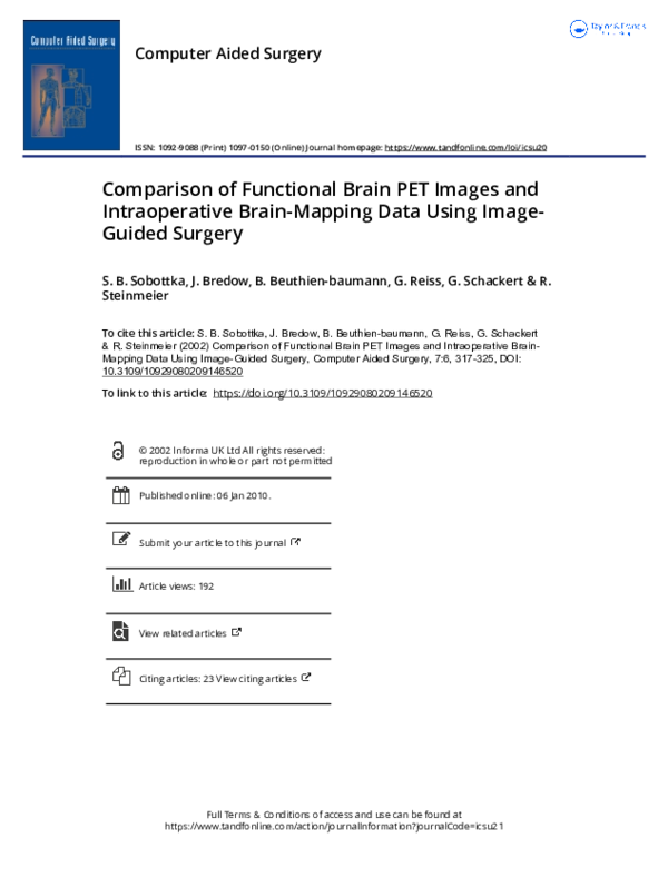 (PDF) Comparison of functional brain PET images and intraoperative ...