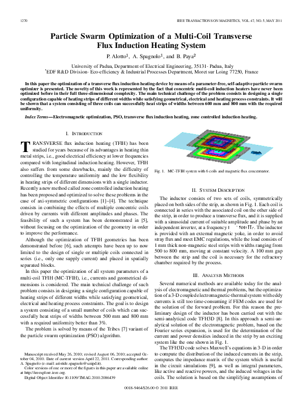 (PDF) Particle Swarm Optimization of a Multi-Coil Transverse Flux Induction Heating System