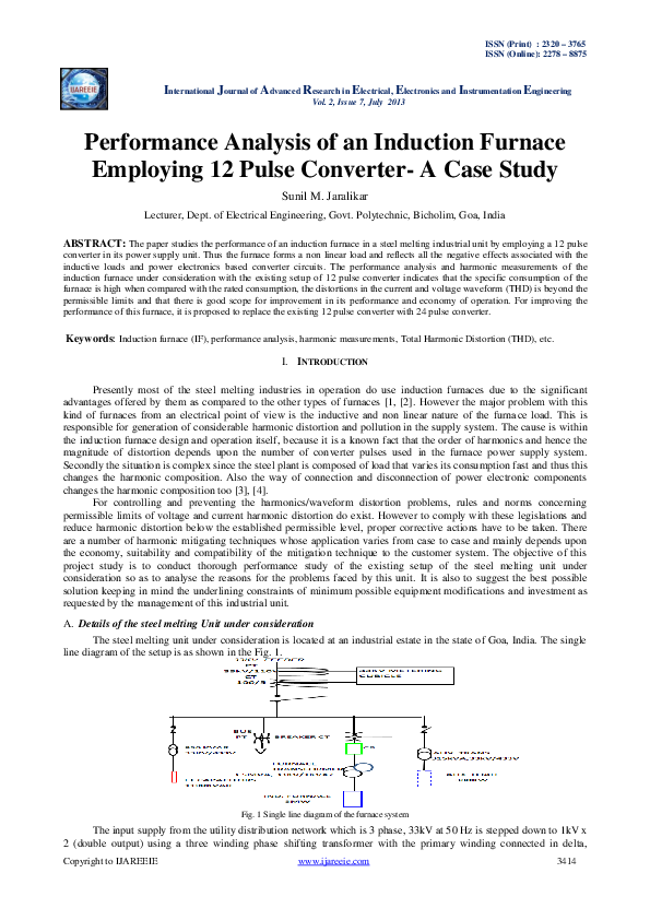 (PDF) Performance Analysis of an Induction FurnaceEmploying 12 Pulse ...