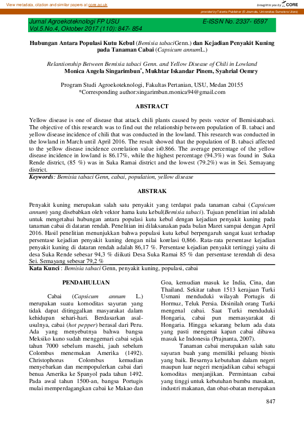 (PDF) Hubungan Antara Populasi Kutu Kebul (bemisia tabaci Genn) dan ...