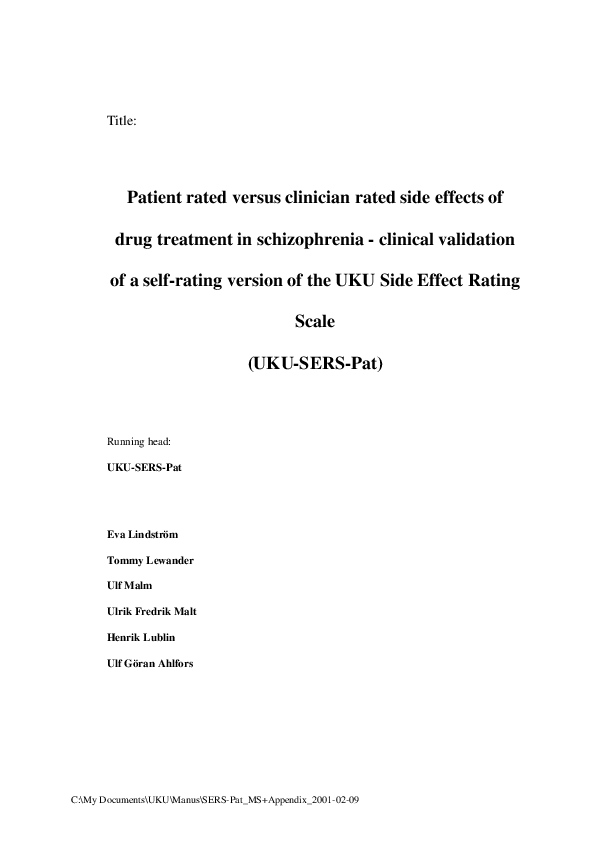 (PDF) Patient-rated versus clinician-rated side effects of drug ...