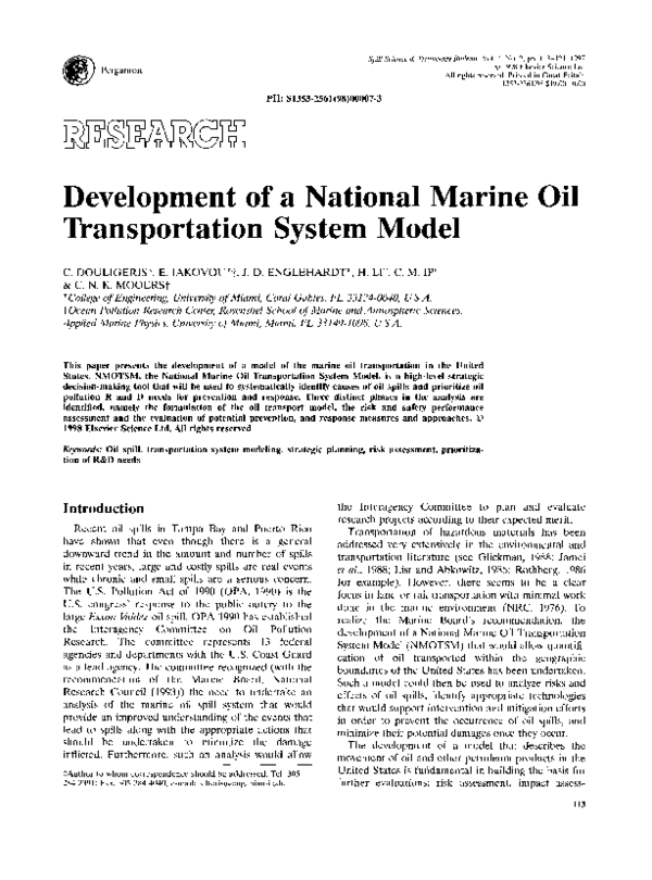 (PDF) Development of a National Marine Oil Transportation System Model