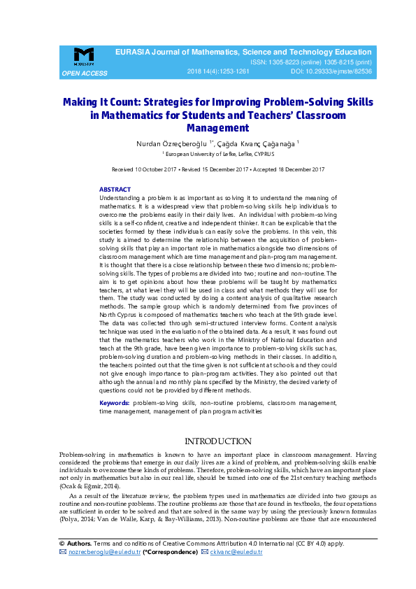 (PDF) Making It Count: Strategies for Improving Problem-Solving Skills ...