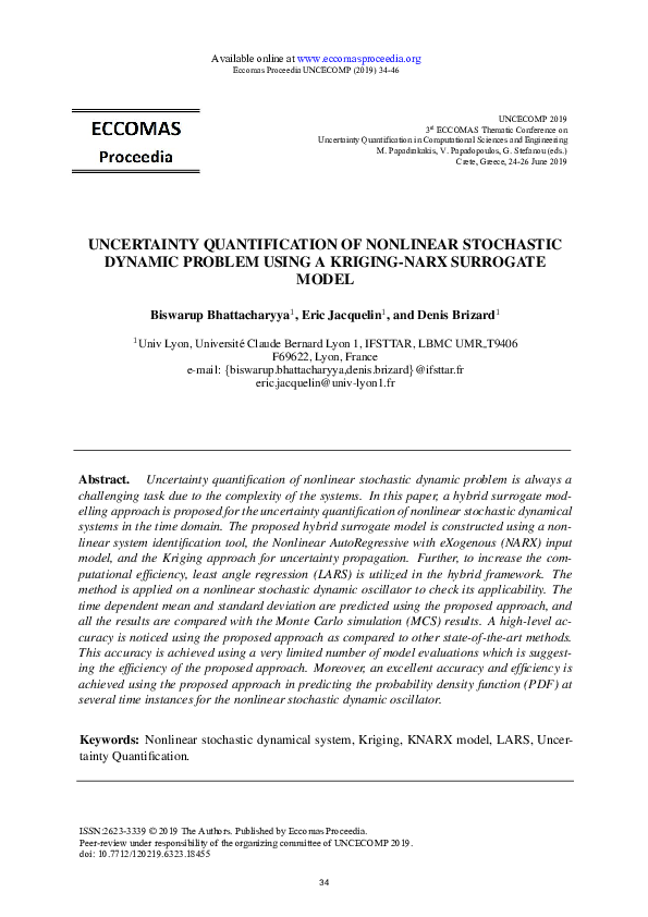 (PDF) Uncertainty Quantification of Nonlinear Stochastic Dynamic Problem Using a Kriging-Narx ...