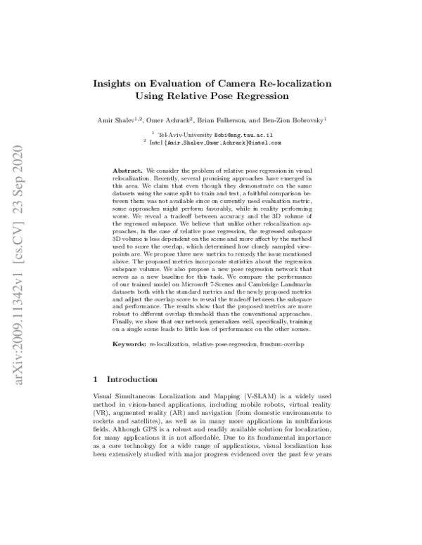 (PDF) Insights on Evaluation of Camera Re-localization Using Relative Pose Regression | Krisha ...