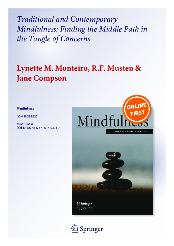 (PDF) Traditional and Contemporary Mindfulness: Finding the Middle Path ...