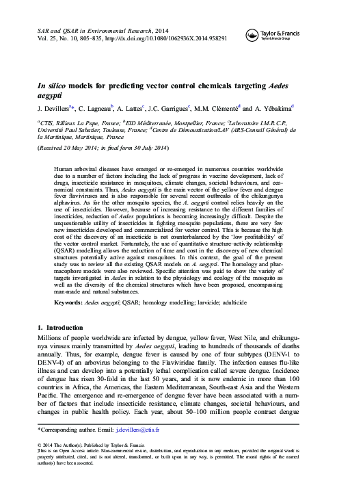 (PDF) In silico models for predicting vector control chemicals ...