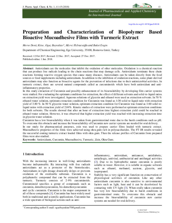 (PDF) Preparation and Characterization of Biopolymer Based Bioactive Mucoadhesive Films with ...