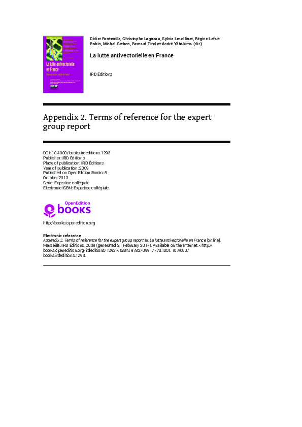 (PDF) Appendix 2. Terms of reference for the expert group report