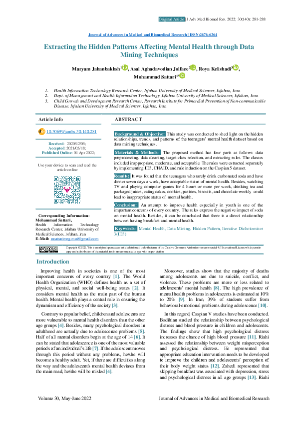 (PDF) Extracting the Hidden Patterns Affecting Mental Health through ...