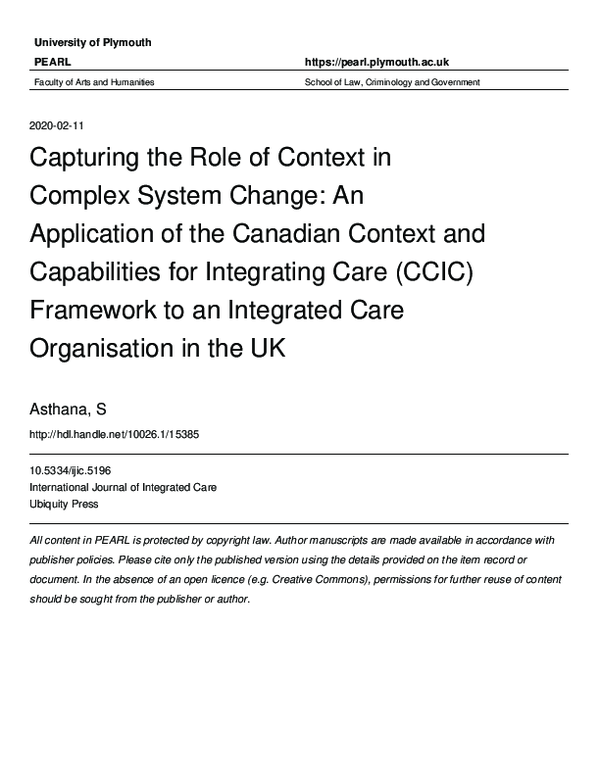(PDF) Capturing the Role of Context in Complex System Change: An ...