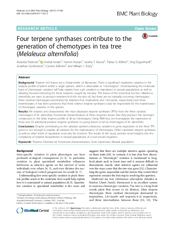 (PDF) Four terpene synthases contribute to the generation of chemotypes ...